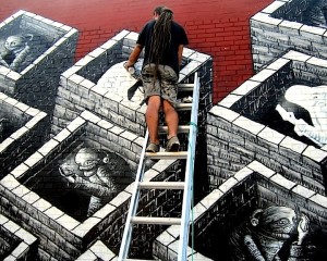 Phlegm street art in Sheepshead Bay, Brooklyn